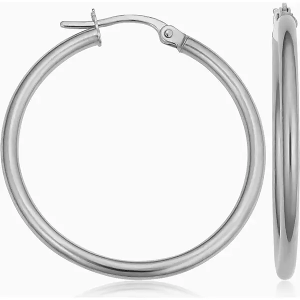 ORADINA 14k Gold Hoop Earrings - White Gold