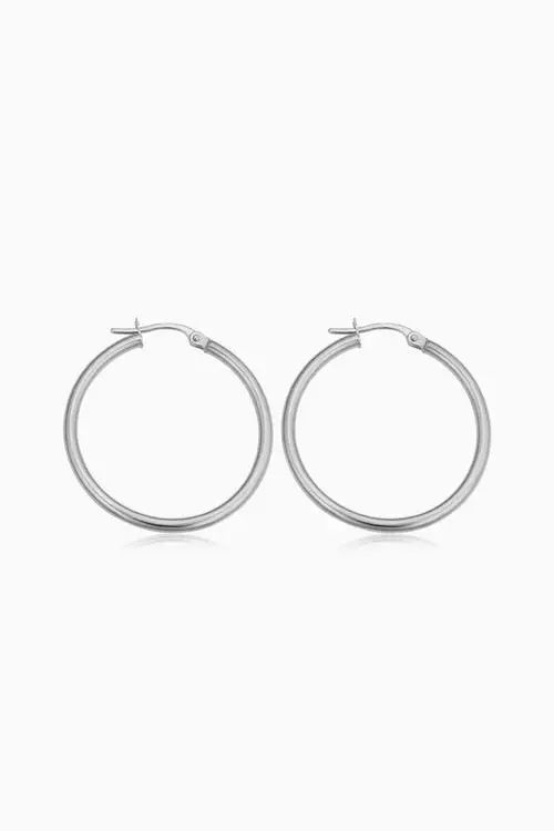 ORADINA 14k Gold Hoop Earrings - White Gold