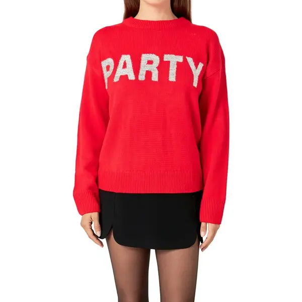 English Factory Party Metallic Sweater - Red