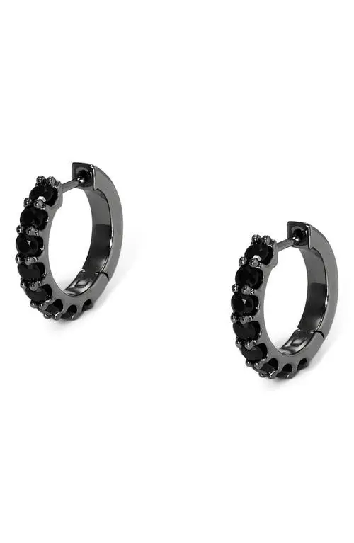 Nadri Crystal Huggie Hoop Earrings - Black