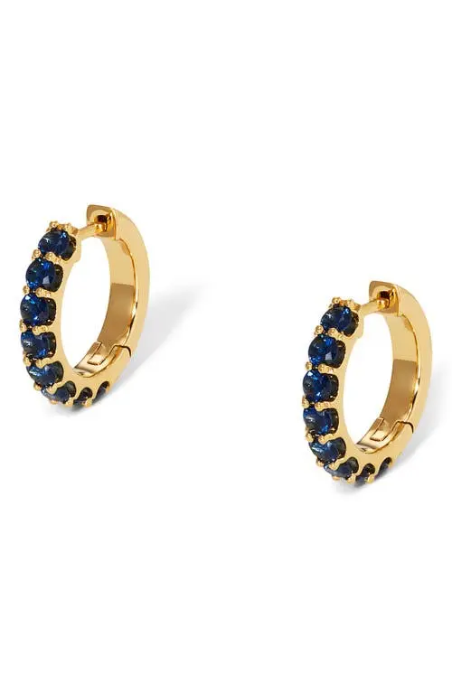 Nadri Crystal Huggie Hoop Earrings - Gold/ Blue