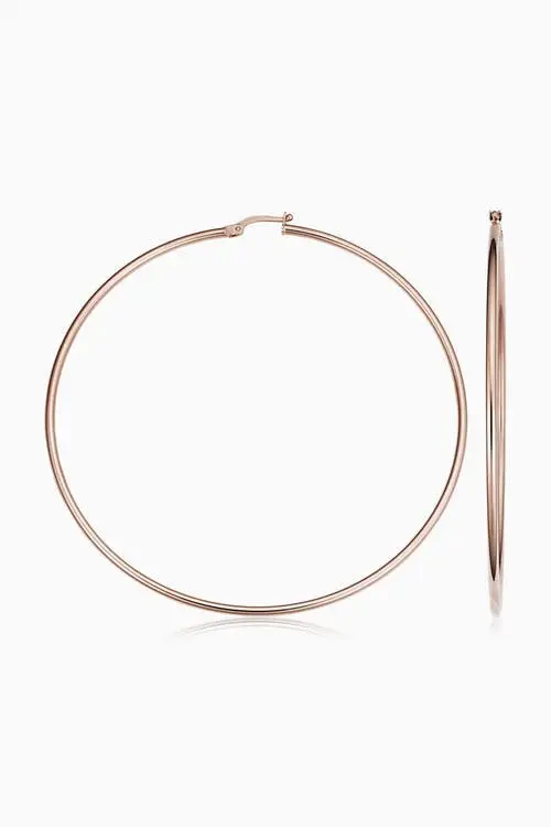 ORADINA 14k Gold Oversized Hoop Earrings - Rose Gold