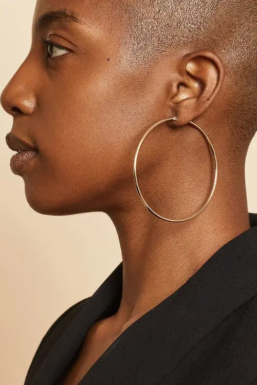 ORADINA 14k Gold Oversized Hoop Earrings - White Gold