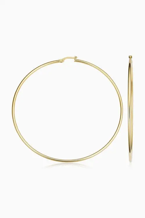 ORADINA 14k Gold Oversized Hoop Earrings - Yellow Gold