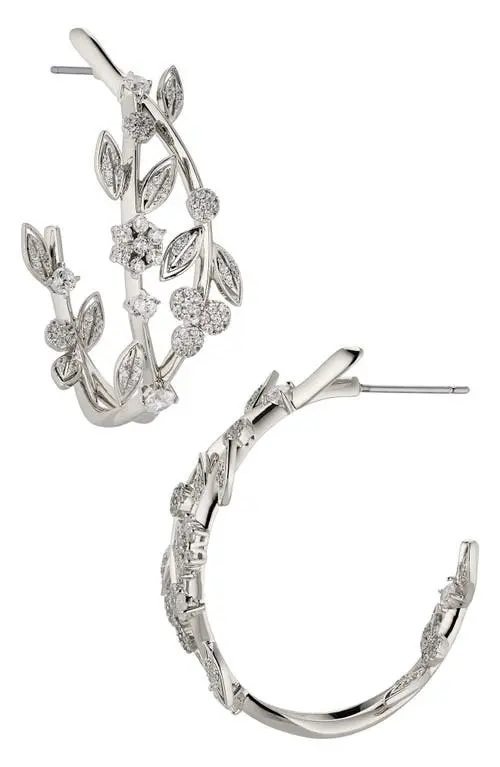 Nadri Midsommer Cubic Zirconia Hoop Earrings - Rhodium