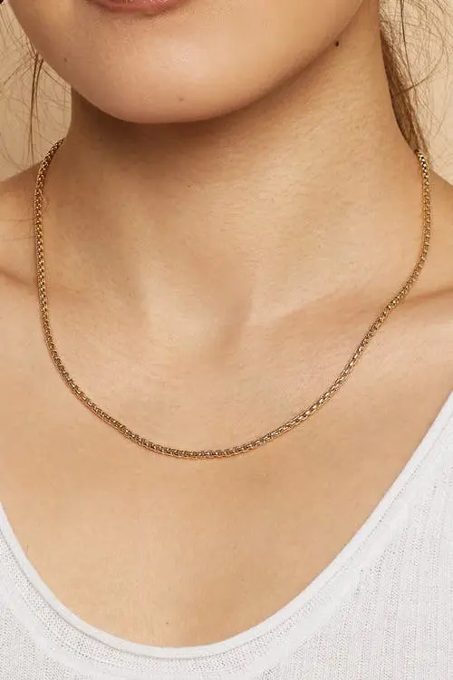 ORADINA 14k Gold Round Bodega Chain Necklace
