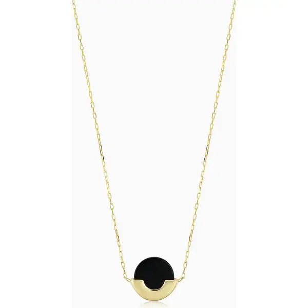 ORADINA 14k Gold Stone Pendant Necklace - Gold/black Onyx