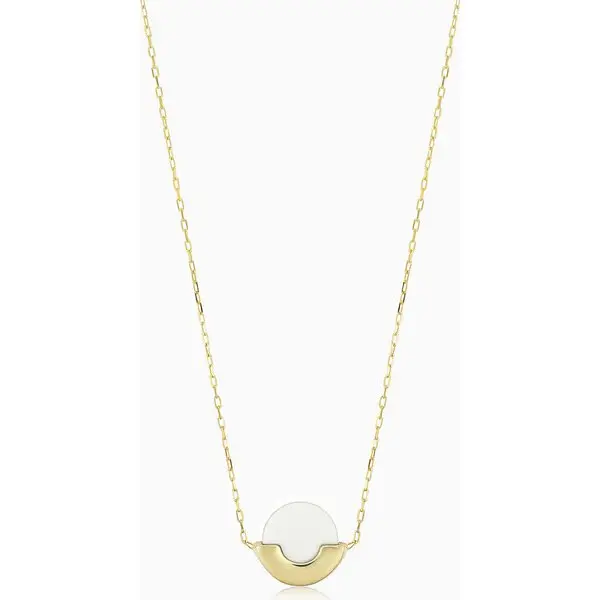 ORADINA 14k Gold Stone Pendant Necklace - Gold/mother Of Pearl