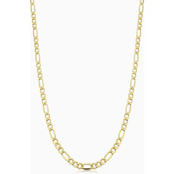 ORADINA 14k Gold Florentine Figaro Chain Necklace - Yellow Gold