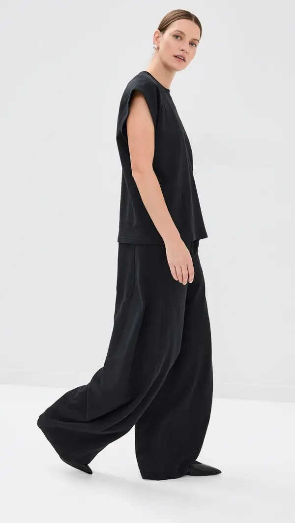 Tibi Sleeveless French Terry Top - Black
