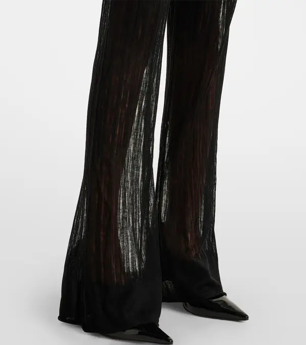 DIDU Low-rise Faux Leather Flared Trousers