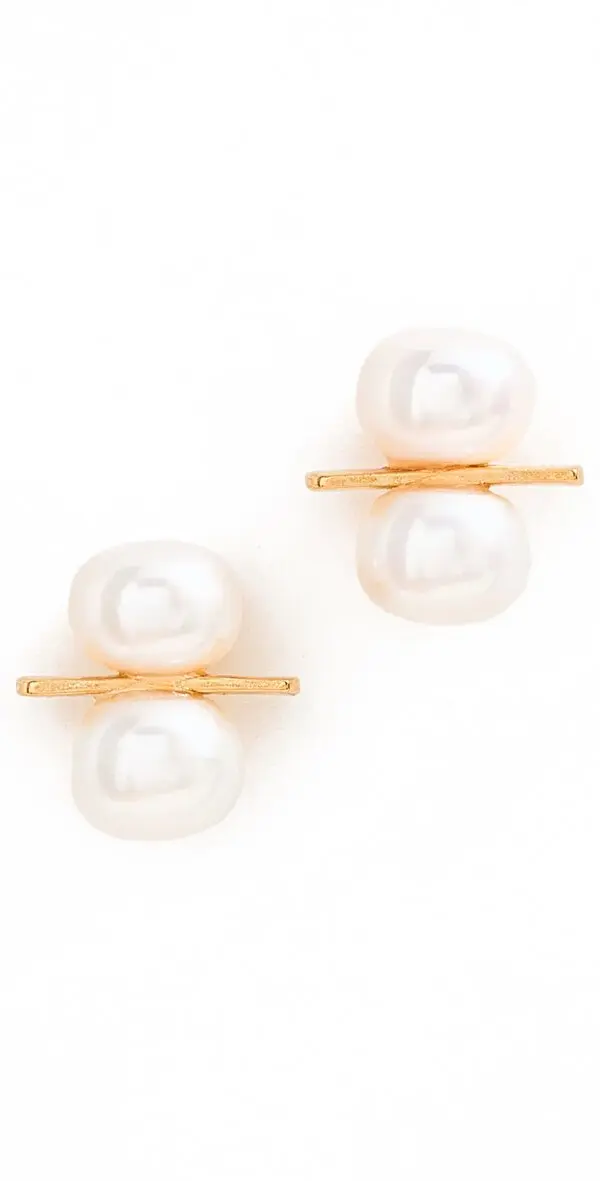 Brinker & Eliza Mallow Stud Earrings - Pearl