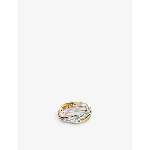 CARTIER Trinity De Medium 18ct White, Rose, Yellow- And Diamond Ring - Gold