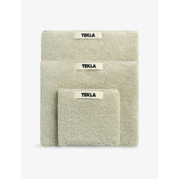 TEKLA Striped Cotton Washcloth 30cm X 30cm - Pebble