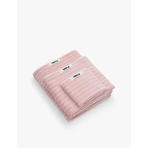 TEKLA Striped Cotton Washcloth 30cm X 30cm - Shaded Pink Stripes