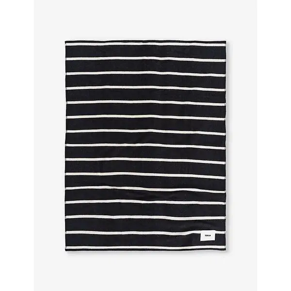TEKLA Striped Brushed-texture Lambs Wool Blanket