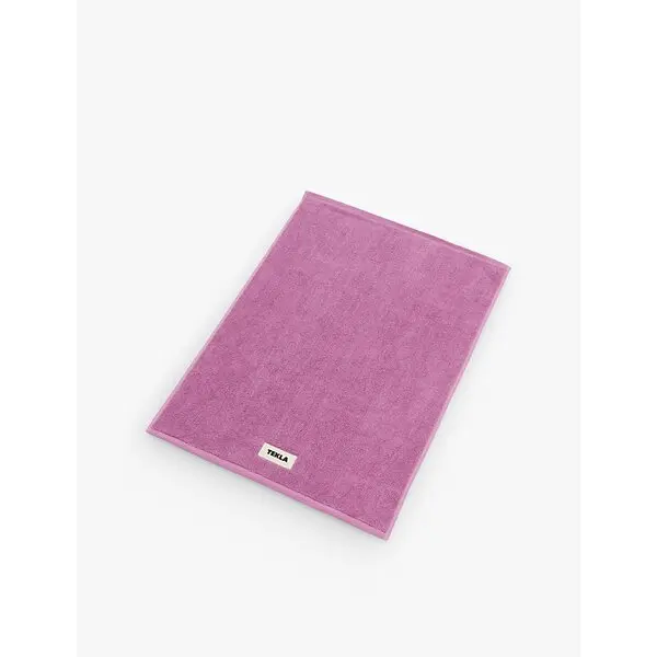 TEKLA Bordered Cotton Bath Mat 70cm X 50cm - Magenta