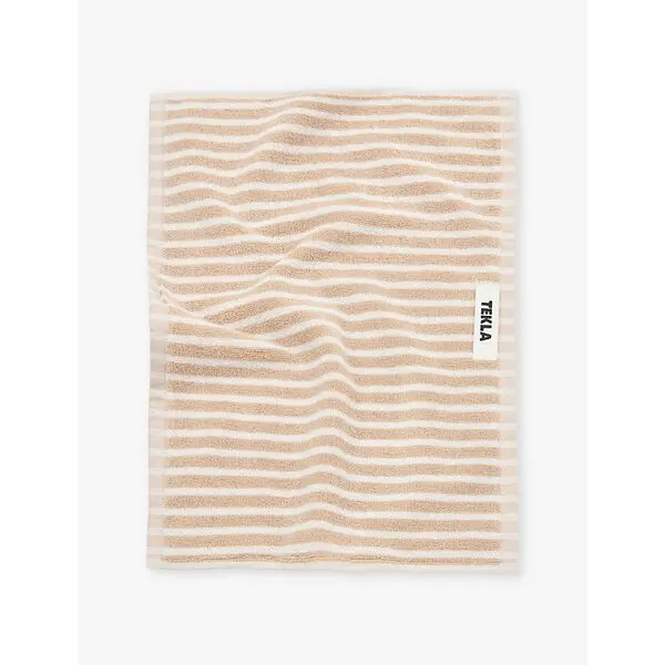 TEKLA Striped Cotton Bath Towel 70cm X 140cm - Ivory Stripes