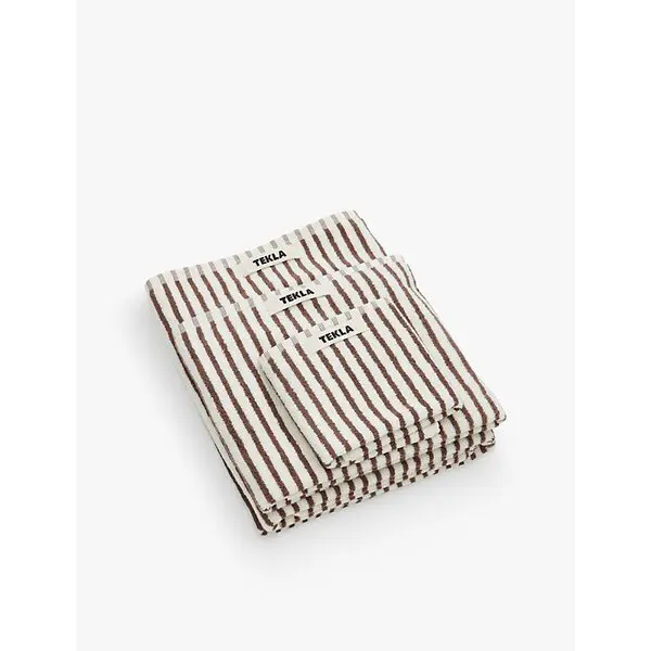 TEKLA Striped Cotton Bath Towel 70cm X 140cm - Kodiak Stripes