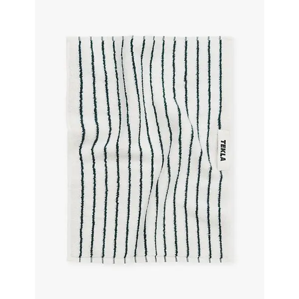 TEKLA Striped Cotton Bath Towel 70cm X 140cm - Racing Green