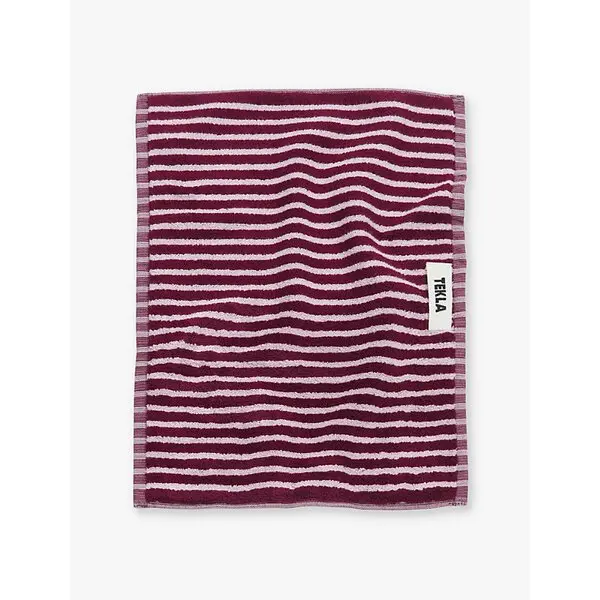 TEKLA Striped Cotton Bath Towel 70cm X 140cm - Red&rose