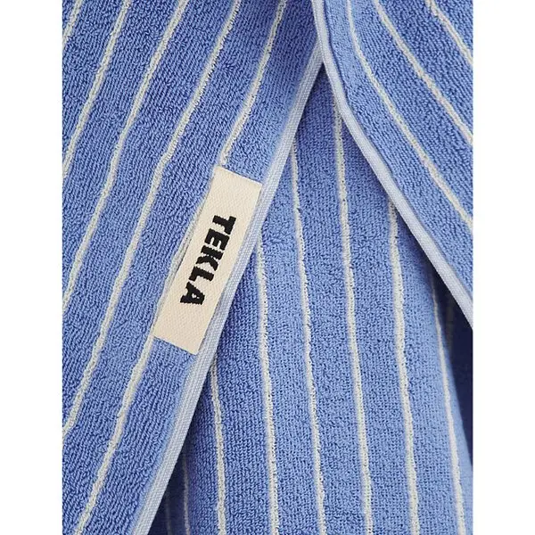 TEKLA Bordered Cotton Hand Towel 50cm X 80cm - Clear Blue Stripes