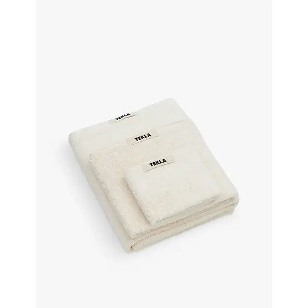 TEKLA Bordered Organic-cotton Hand Towel 50cm X 80cm - Ivory