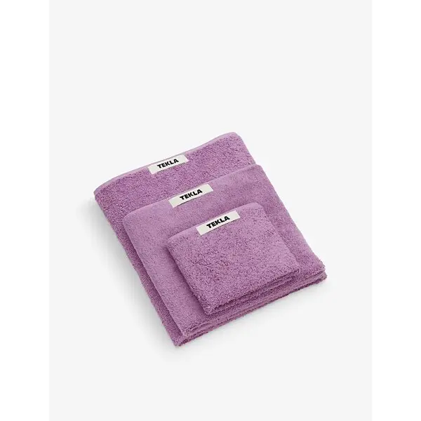 TEKLA Bordered Organic-cotton Hand Towel 50cm X 80cm - Magenta