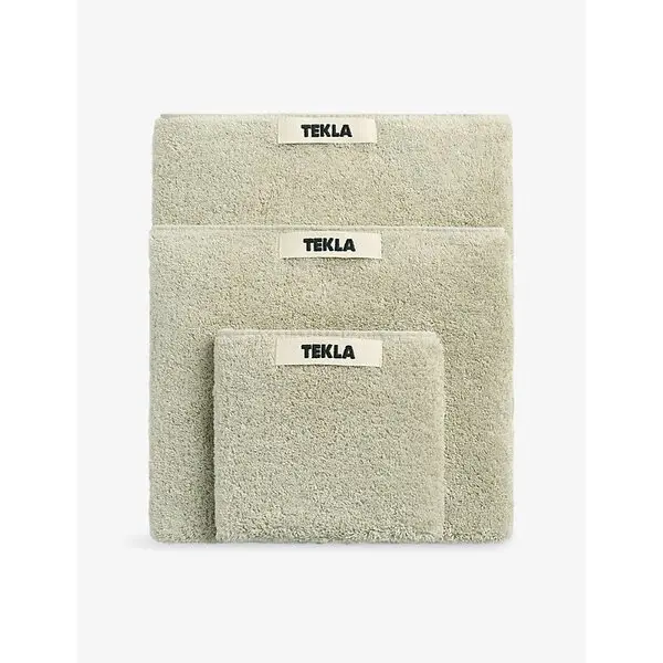 TEKLA Bordered Cotton Hand Towel 50cm X 80cm - Pebble