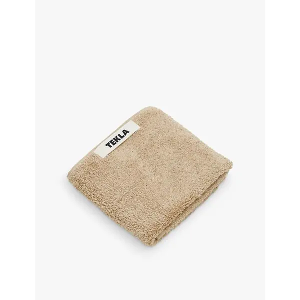 TEKLA Bordered Organic-cotton Hand Towel 50cm X 80cm - Sienna