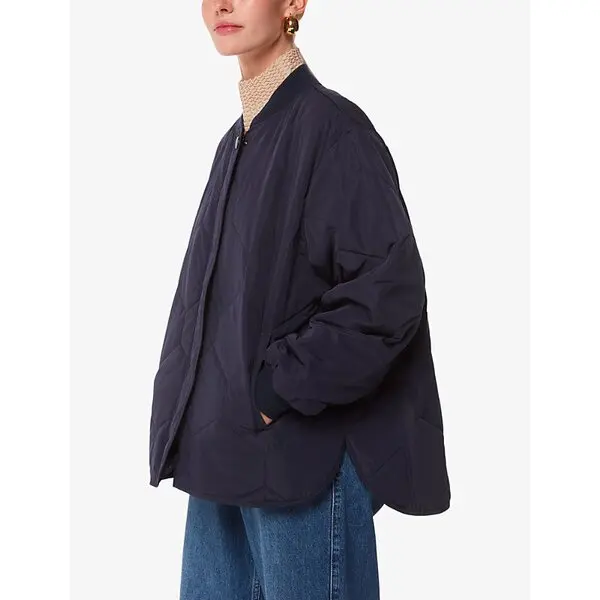 Whistles Ida Quilted Oversized Woven Jacket - Navy