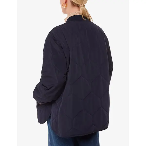 Whistles Ida Quilted Oversized Woven Jacket - Navy