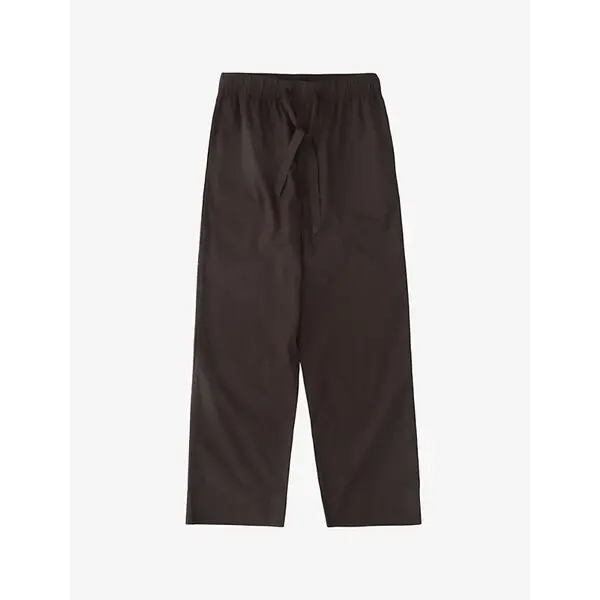 TEKLA Straight-leg Mid-rise Organic-cotton Poplin Pyjama Trousers - Coffee
