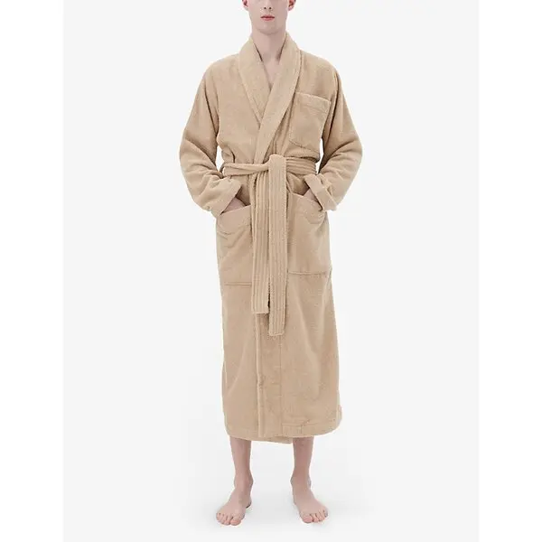 TEKLA Shawl-collar Removable-belt Cotton Robe