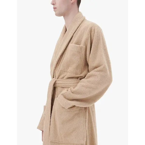 TEKLA Shawl-collar Removable-belt Cotton Robe