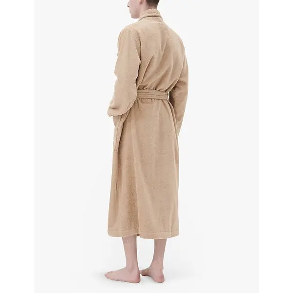 TEKLA Shawl-collar Removable-belt Cotton Robe