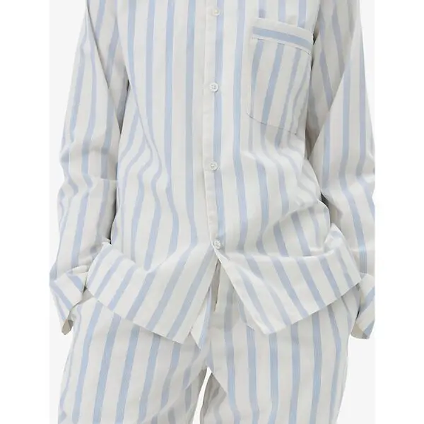 TEKLA Patch-pocket Cotton Poplin Pyjama Shirt - Needle Stripes
