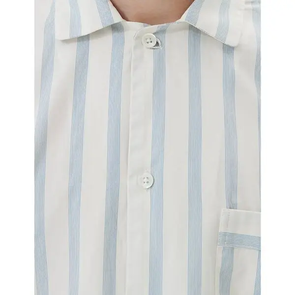 TEKLA Patch-pocket Cotton Poplin Pyjama Shirt - Needle Stripes