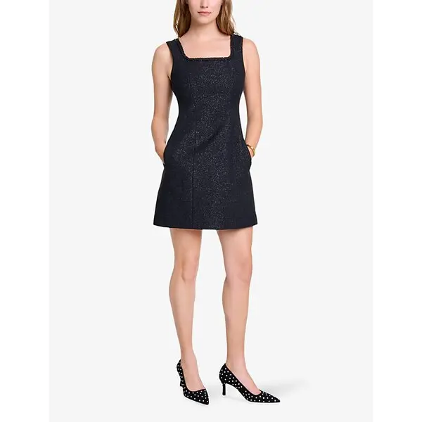 Maje Wide-strap Square-neck Mini Dress