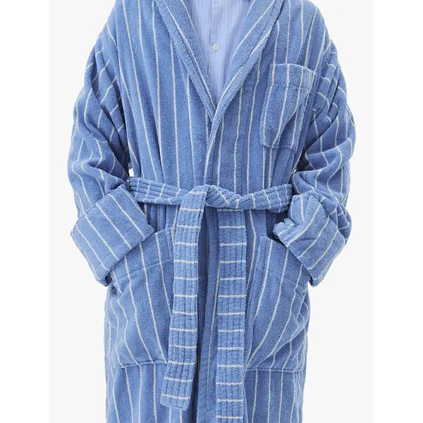 TEKLA Striped Shawl-collar Organic-cotton Robe - Marseille