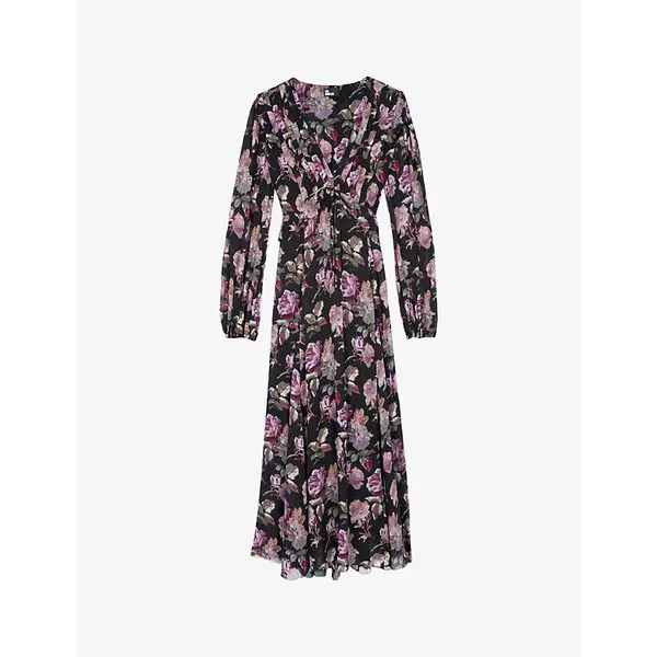 kooples purple dress The Kooples Butterfly Print Maxi Dress in Purple