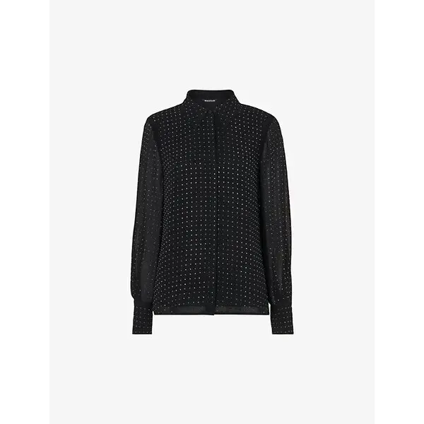 Whistles Diamante-embellished Woven Blouse - Black