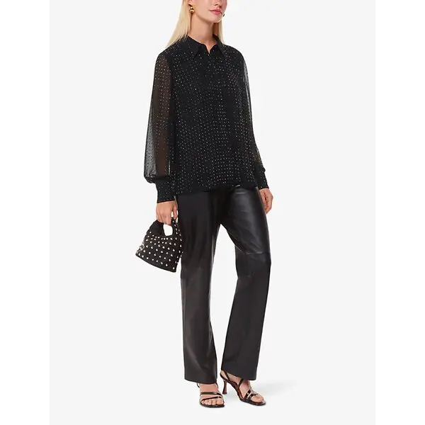 Whistles Diamante-embellished Woven Blouse - Black