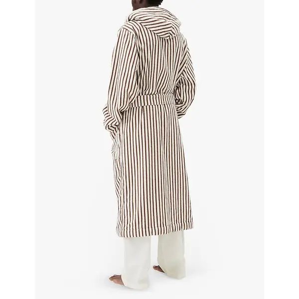 TEKLA Hooded Striped Organic-cotton Robe - Kodiak Stripes