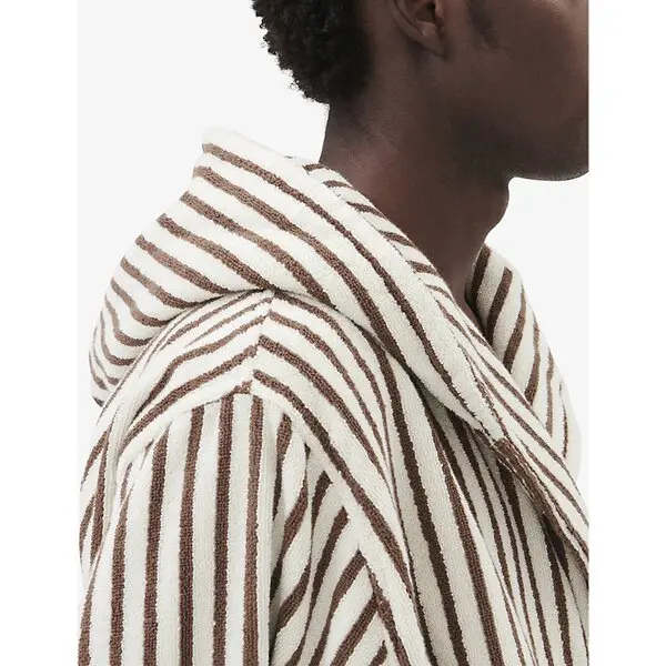 TEKLA Hooded Striped Organic-cotton Robe - Kodiak Stripes