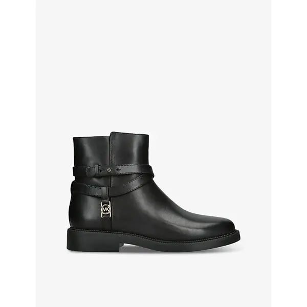 Michael Kors Leather Ankle Boots With Brand Plaque
