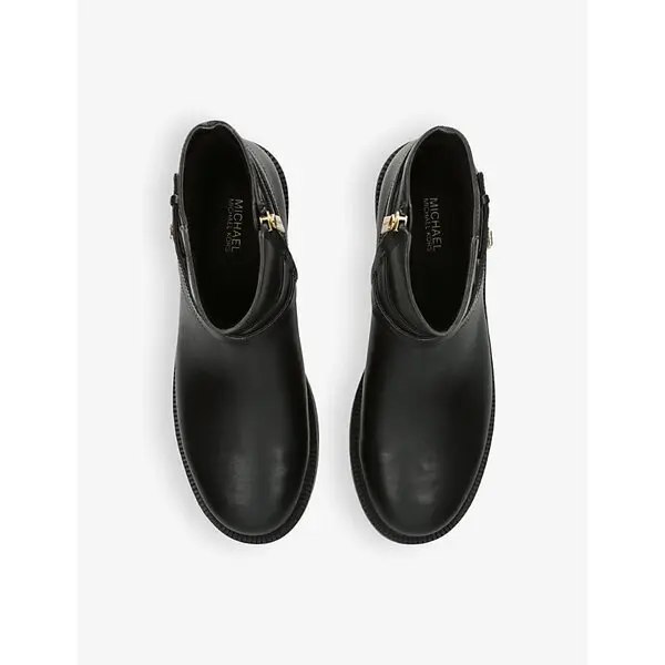 Michael Kors Leather Ankle Boots With Brand Plaque