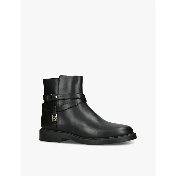Michael Kors Leather Ankle Boots With Brand Plaque