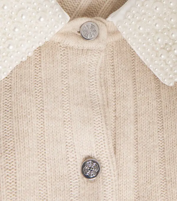Maje Wool-blend Embellished Cardigan - Beige