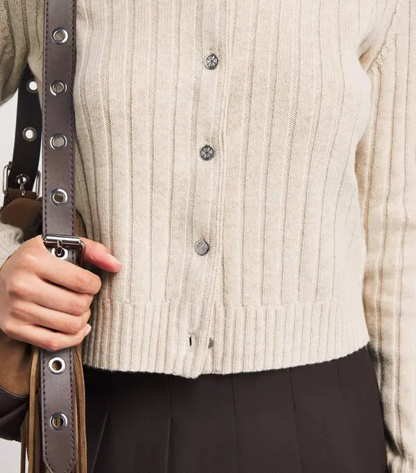 Maje Wool-blend Embellished Cardigan - Beige